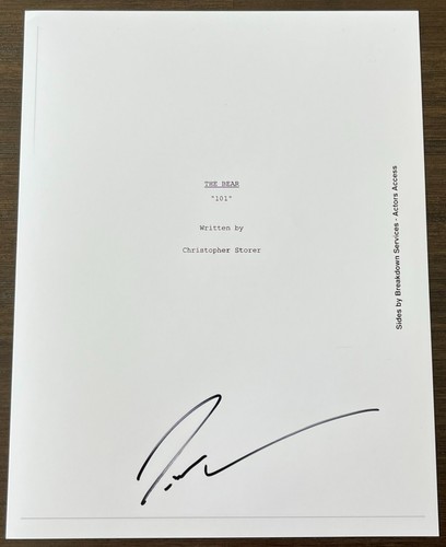JEREMY ALLEN WHITE SIGNED AUTOGRAPH THE BEAR PILOT SCRIPT w/PROOF ...