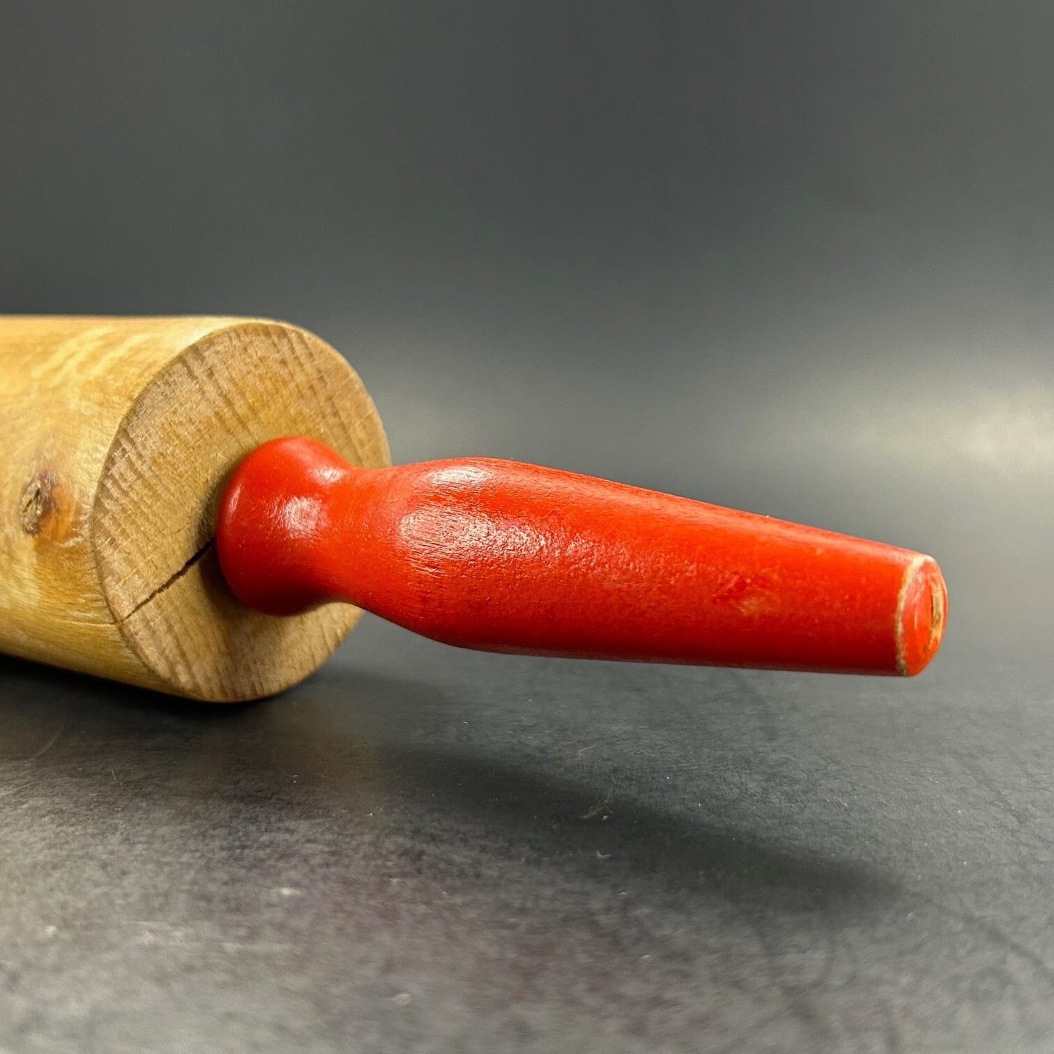 Vintage Wood Rolling Pin with Red Handles 17" long | eBay