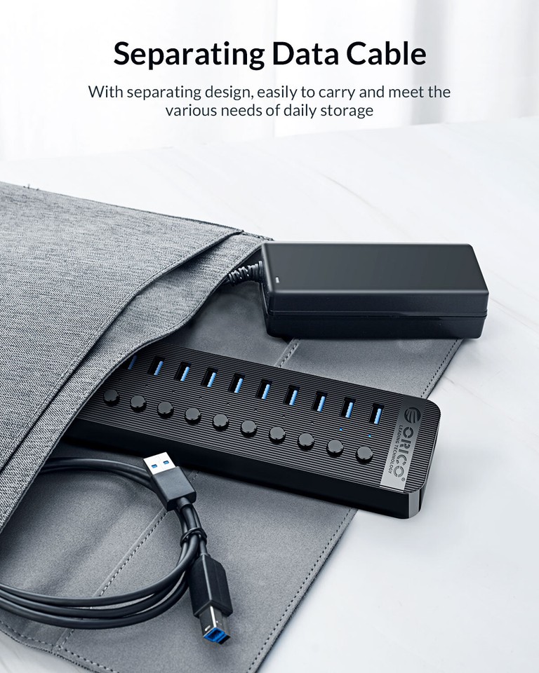 ORICO Industrial USB 3.0 HUB 16 Port OTG Splitter w/ On/Off Switch for ...