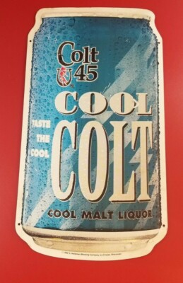 Vintage Colt 45 Cool Malt Liquor Promotional Sign 1992 Man Cave Bar Art ...
