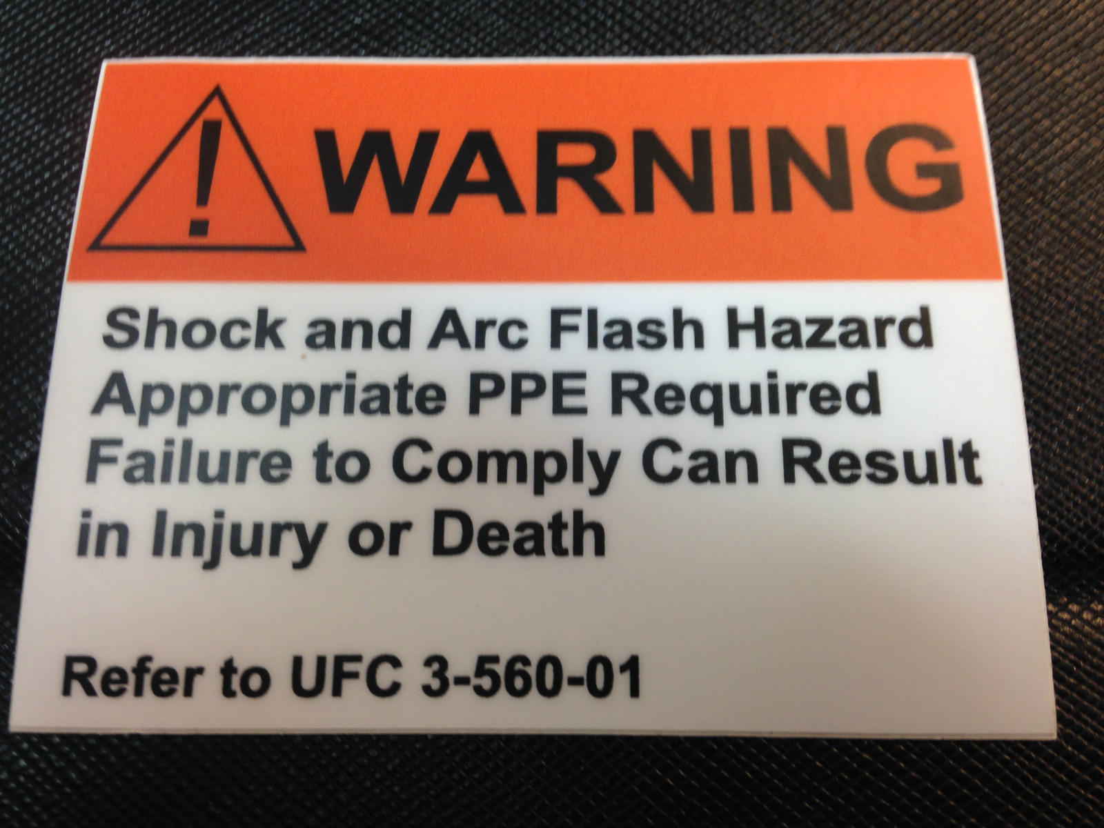 SHOCK & ARC FLASH WARNING STICKER - UFC 3-560-01 REFERENCE | eBay