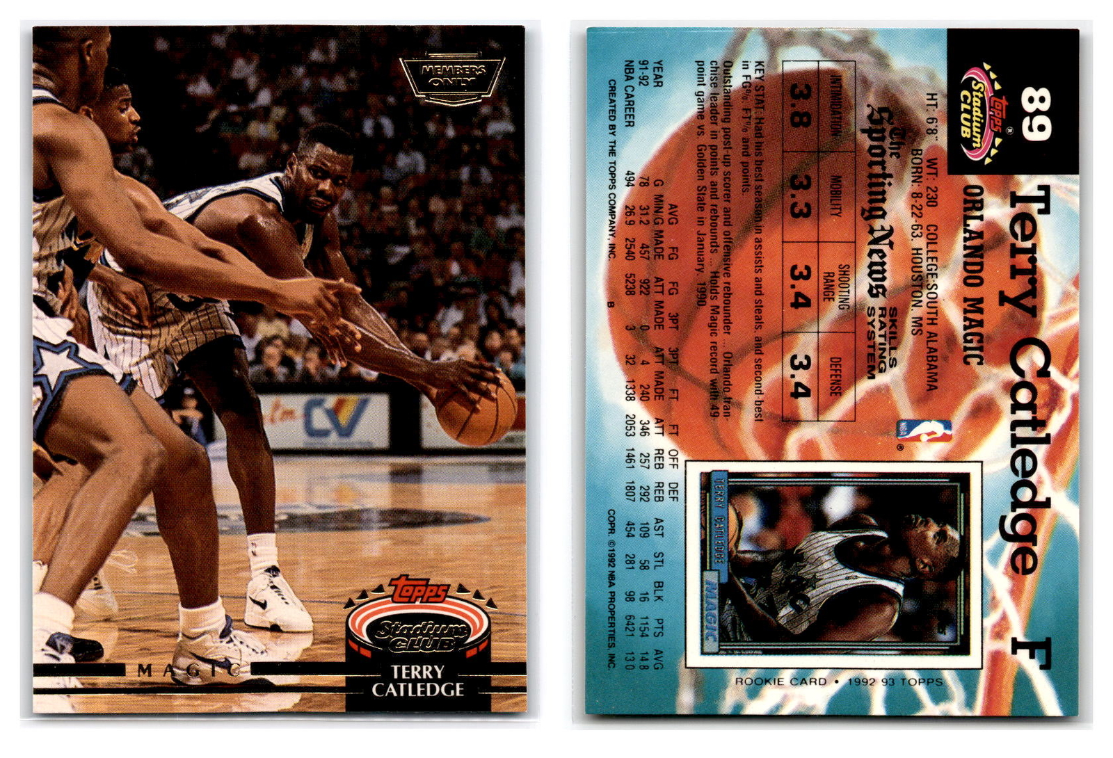 1992-93 Stadium Club Members Only #89 Terry Catledge - Orlando Magic | eBay
