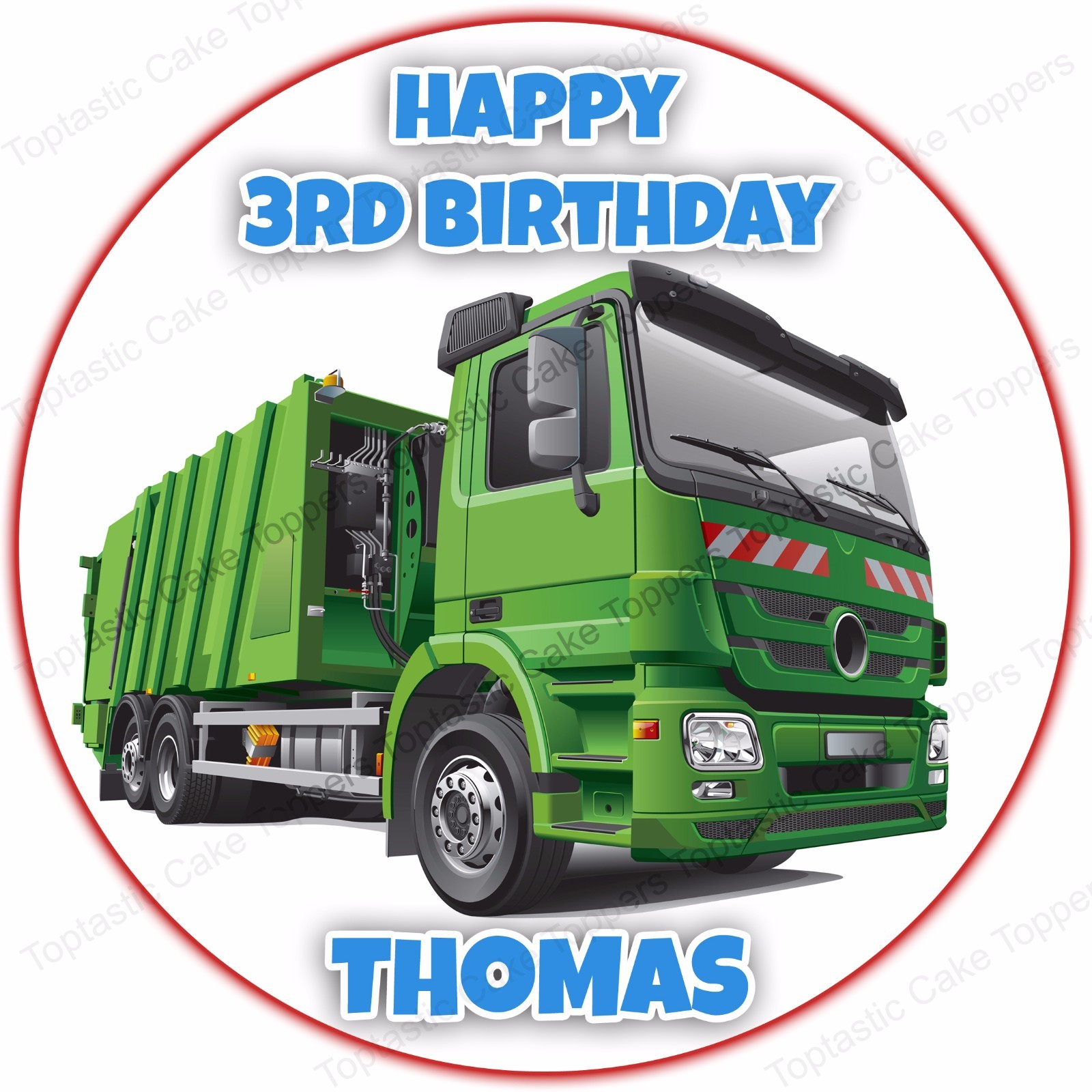 Personalised Rubbish Waste Refuse Bin Lorry Van Edible Icing Party Cake ...