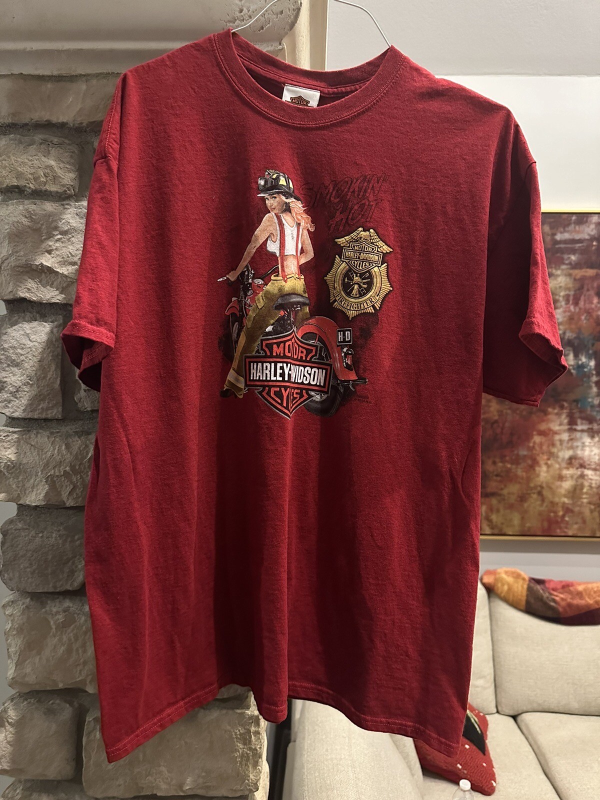 Vintage Y2K Harley Davidson Pinup Girl Firefighter Sm… - Gem