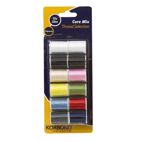 Korbond Core Mix Thread Selection 12x32m Care & Repair Sewing Roll ...
