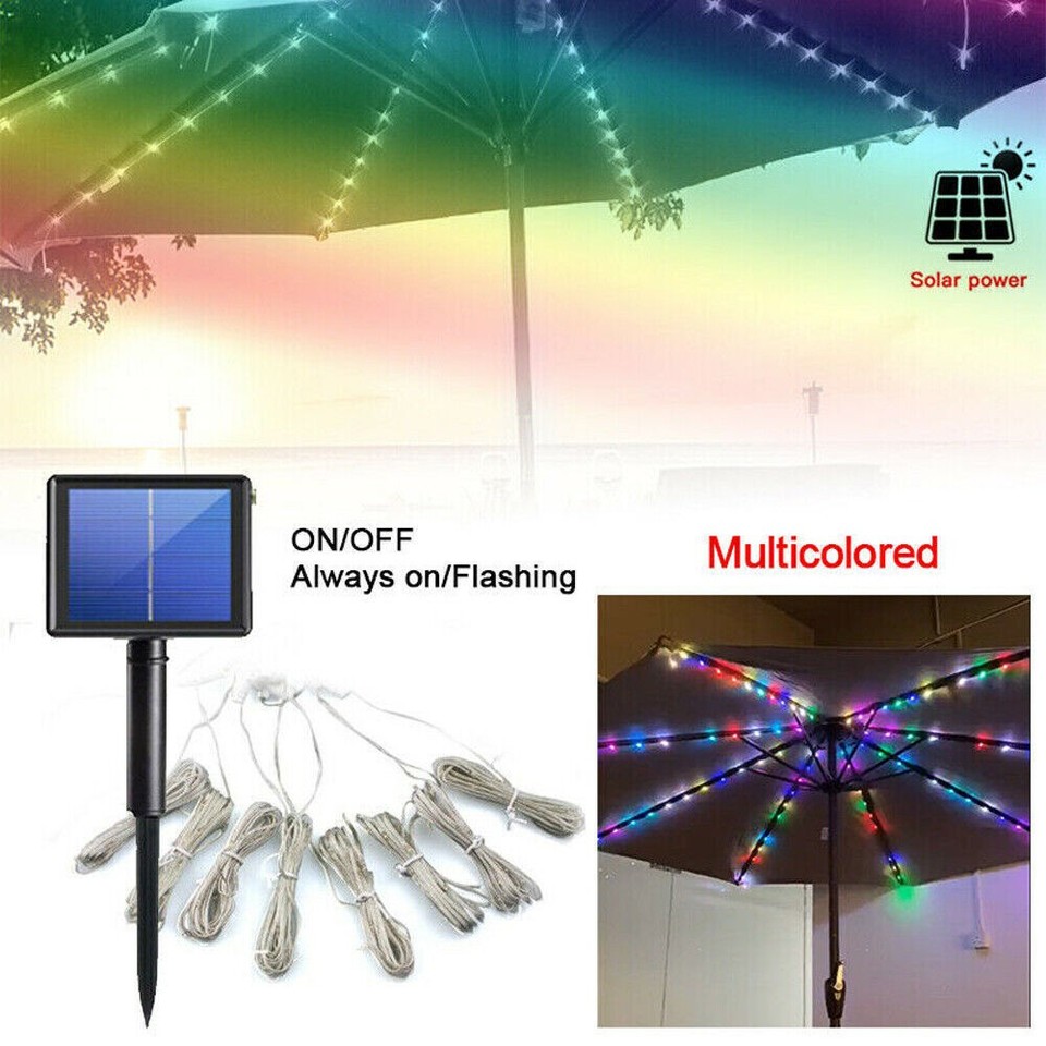 104 LED Umbrella Fairy Light Outdoor Garden Patio Lamps Table Parasol ...