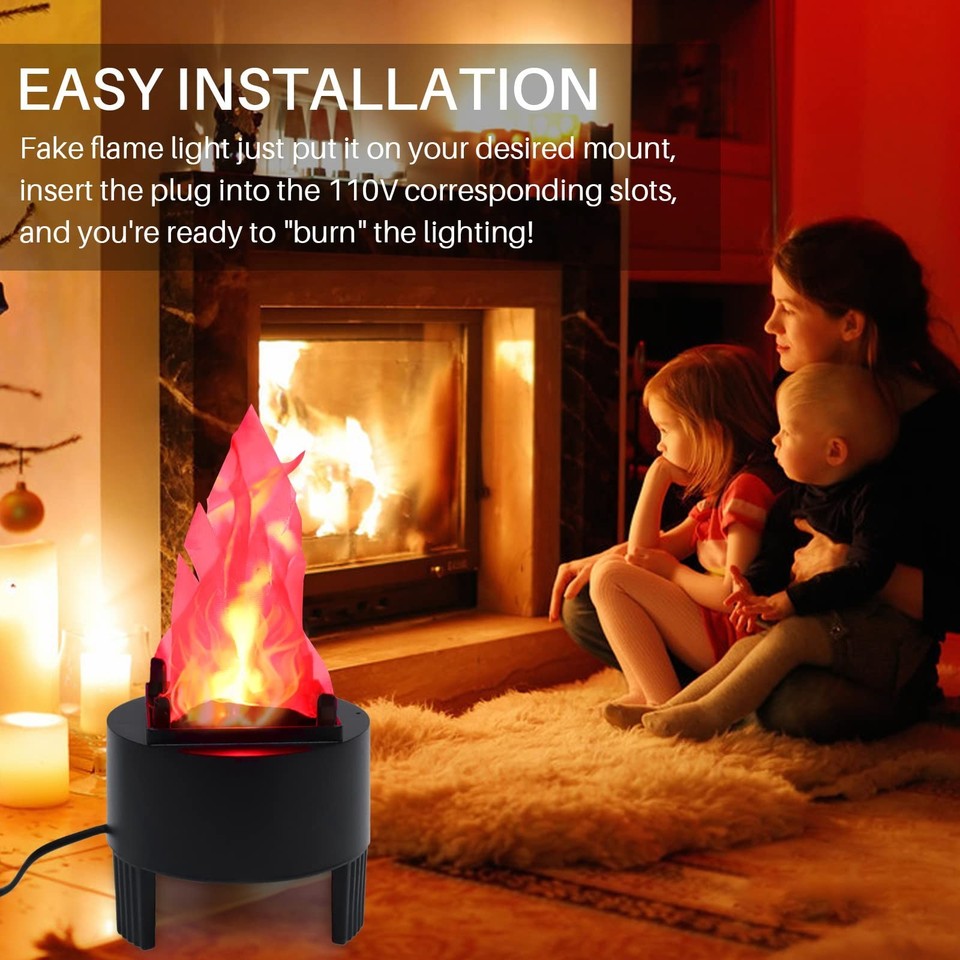 LED Fake Fire Flame Light 3D Flickering Fire Flame Electronic Flame ...