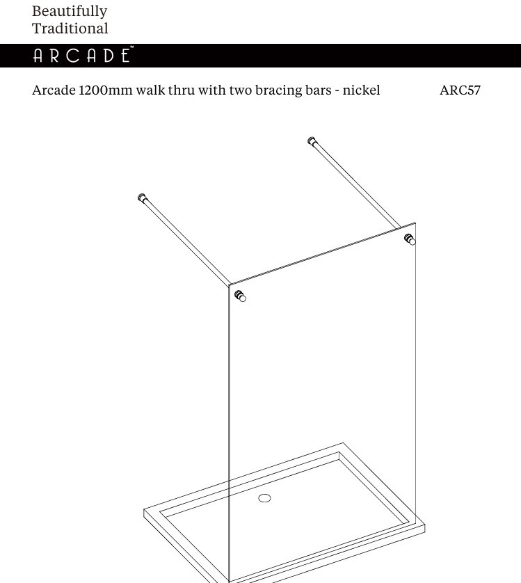 Arcade 1200mm Walk Thru with Two Bracing Bars - Nickel RRP £600 | eBay UK