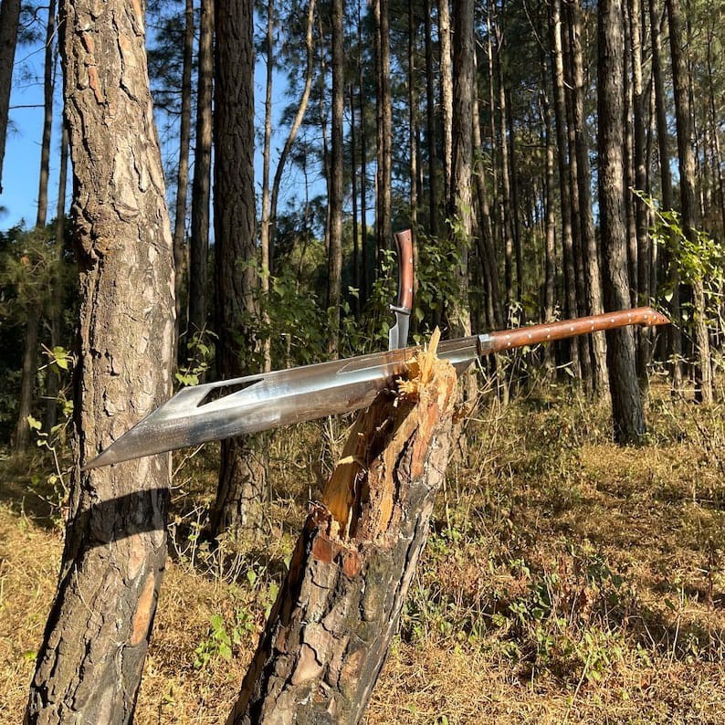 Custom Handmade Carbon Steel Blade Long Machete Sword | Hunting Sword ...