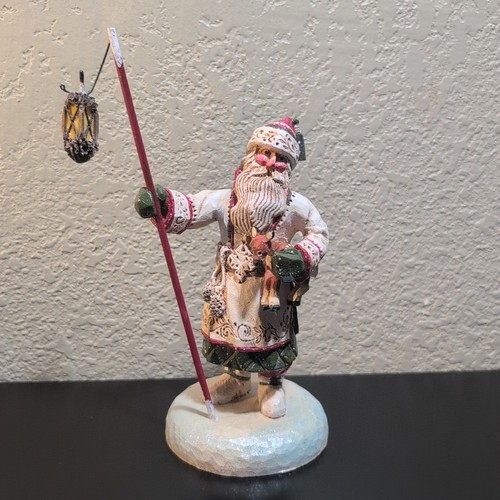 Pam Schifferl Santa Holding Lantern And Deer Christmas Figurine White ...