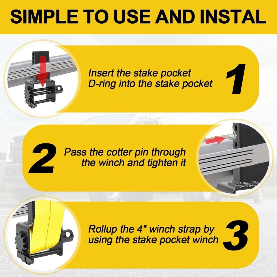 Heavy-Duty Trailer Stake Pocket D Rings with Anti-Loss Cord Stake ...