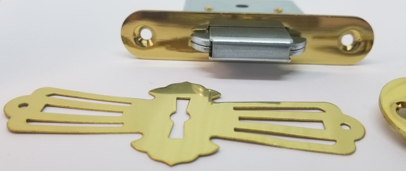 Full Mortise ROLL TOP DESK LOCK SET rounded plates brass Lock Catch ...