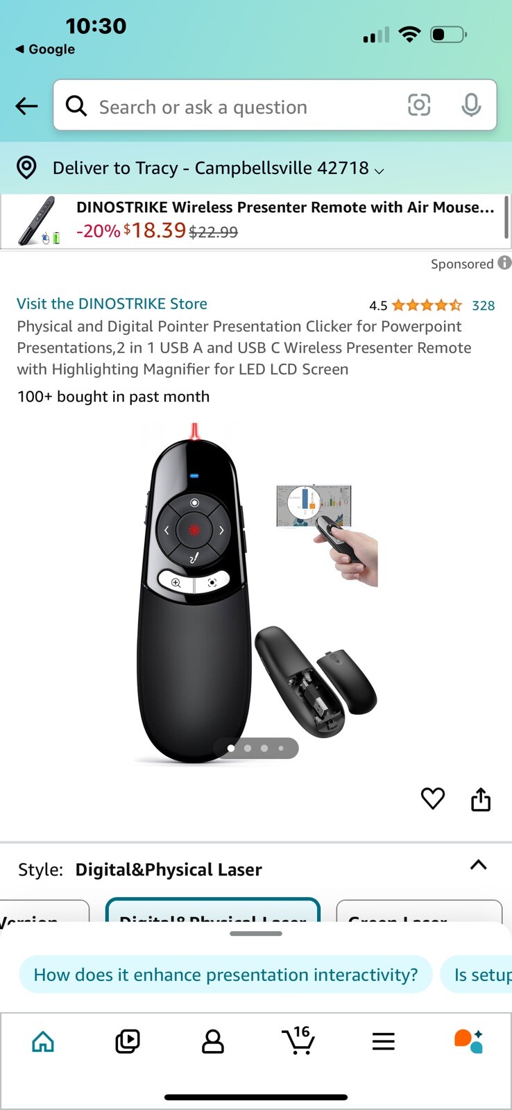 Physical and digital pointer clicker for presentations with laser | eBay