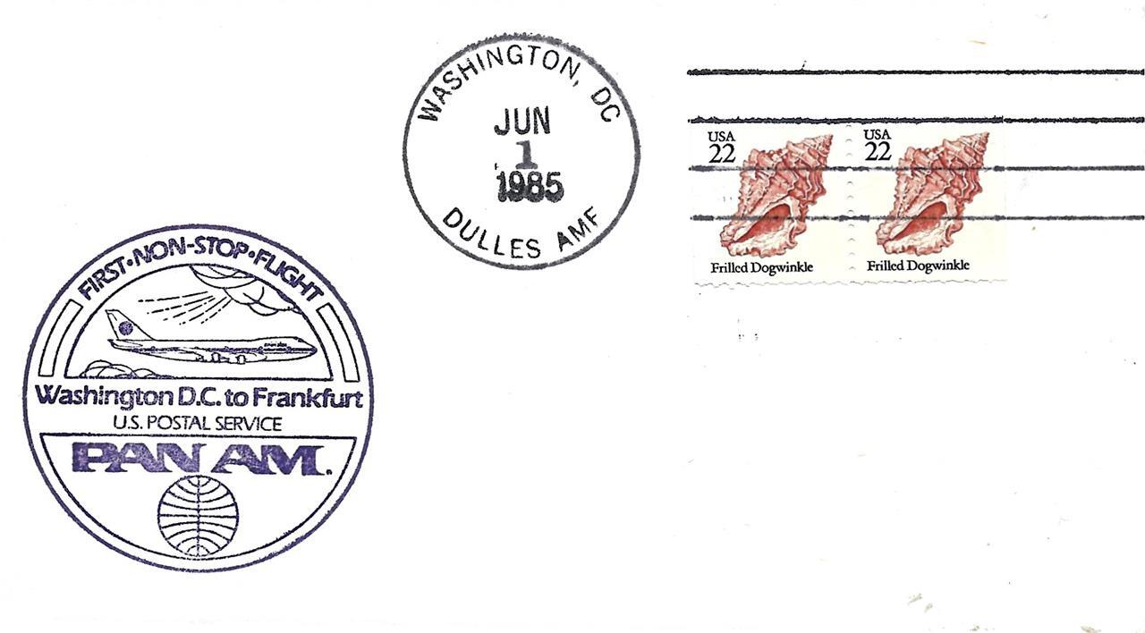 FFUS Pan AM Washington DC Dulles AMF - Frankfurt Germany 6/185 AAMC#PA ...