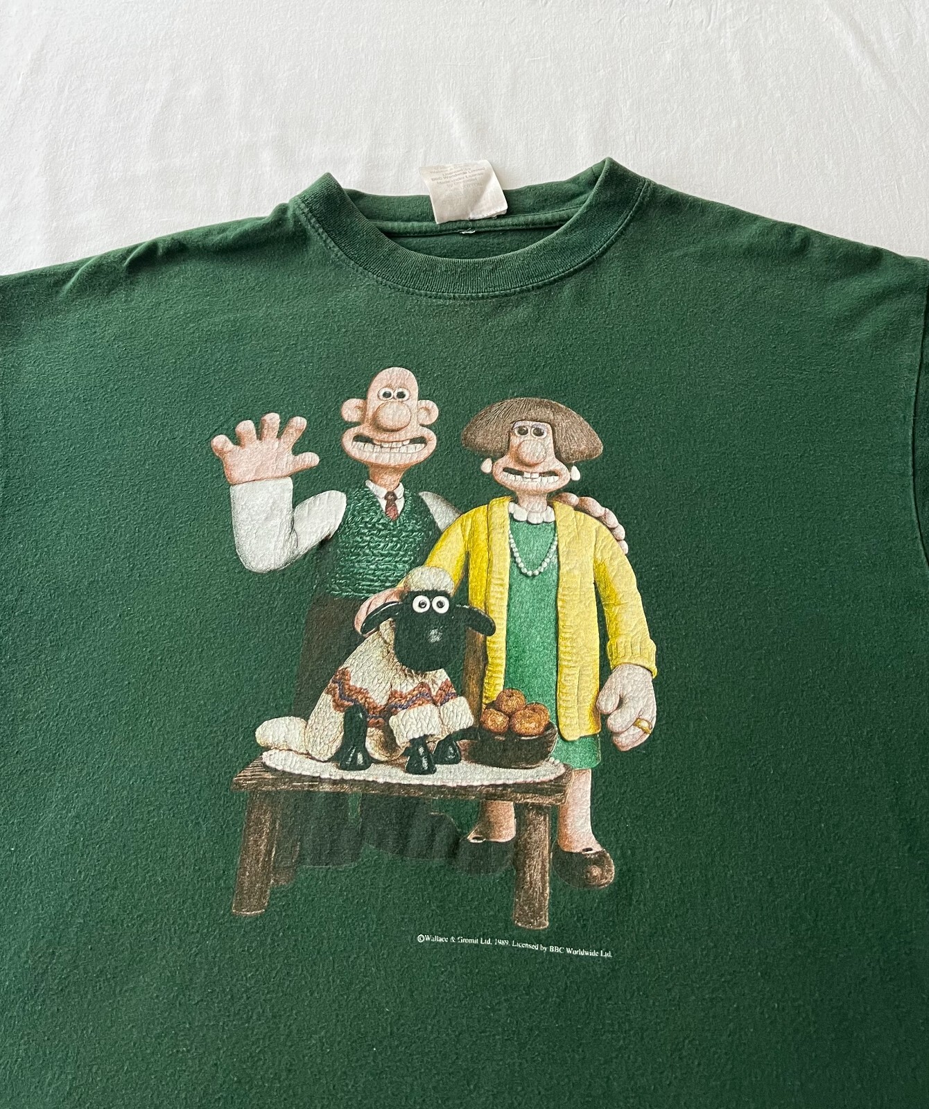 Vintage 1989 Wallace and Gromit Cartoon Movie Green T… - Gem
