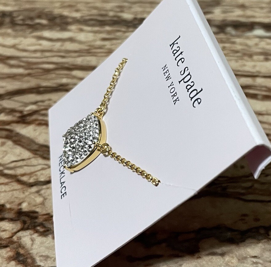 Kate Spade Jewelry Gold Necklace Crystal Pave Squared Pyramid Necklace ...