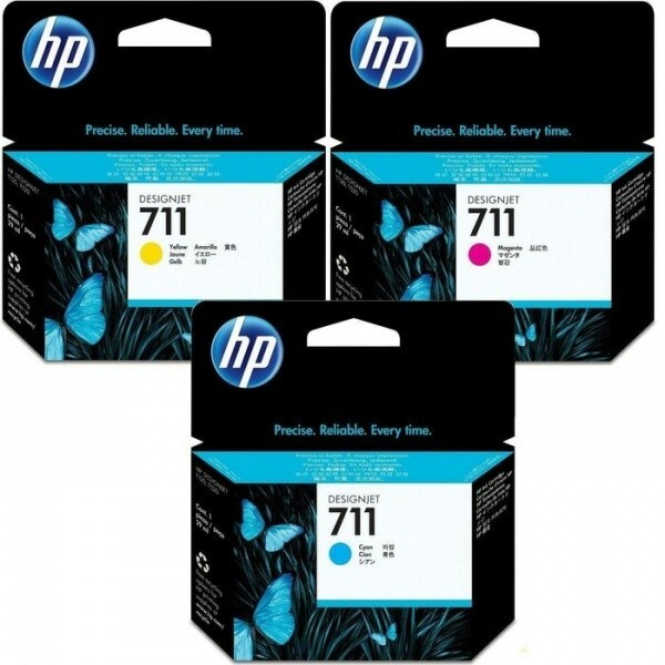 Genuine HP 711 3-Pack Magenta Cyan Yellow Ink Cartridge for DesignJet ...