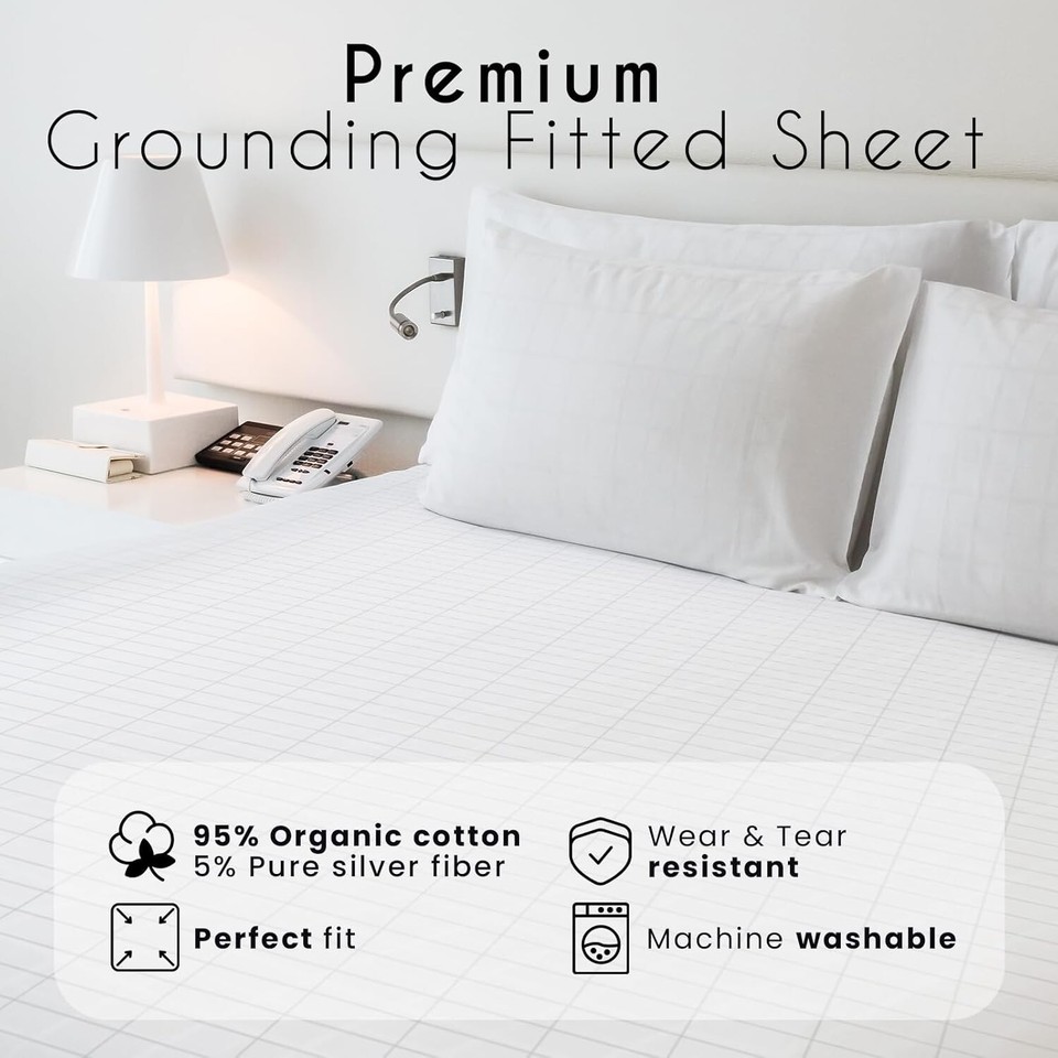 Grounding Fitted Sheet Queen Size, Earthing Sheets - Pure Silver Fiber ...