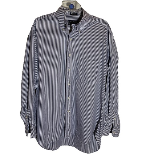 Men’s Dress Shirt Howard Powell 16 X 34 Blue Striped Long Sleeve 2 Ply ...