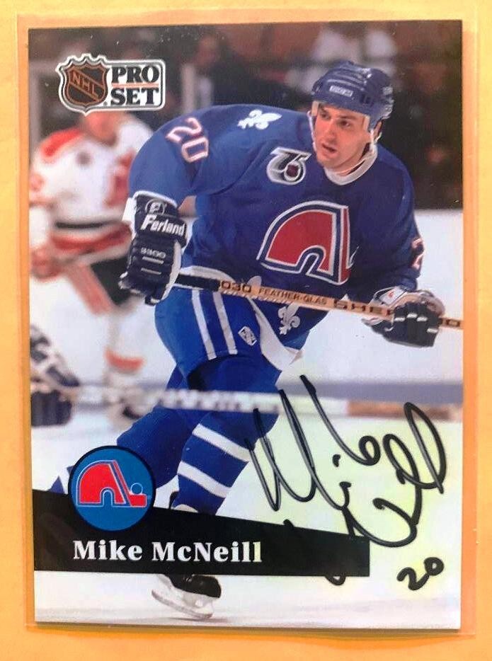 MIKE McNEILL Quebec Nordiques 1991-92 Pro Set SIGNED / AUTOGRAPH Hockey ...