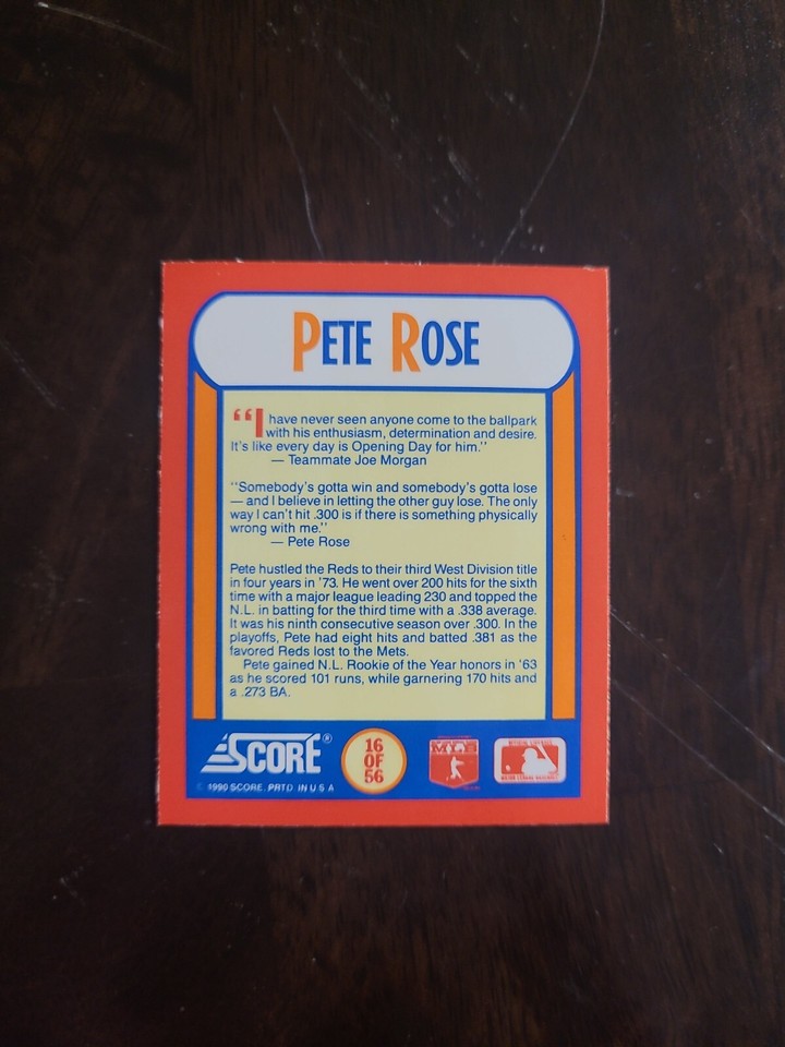 1990 Score Pete Rose The MVPs #16 Cincinnati Reds Trivia Card | eBay