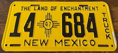 Vintage 1947 New Mexico Truck License Plate 14 684 Otero County ...