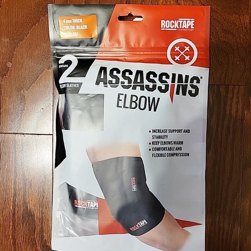 RockTape Assassins 4mm Elbow Sleeves Black Small Training Weightlifting ...