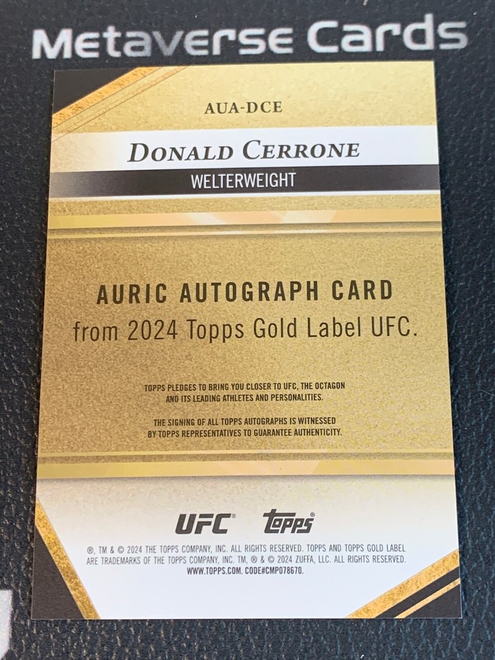 2024 Topps Gold Label UFC Donald Cerrone Auric Auto Blue /99 | eBay