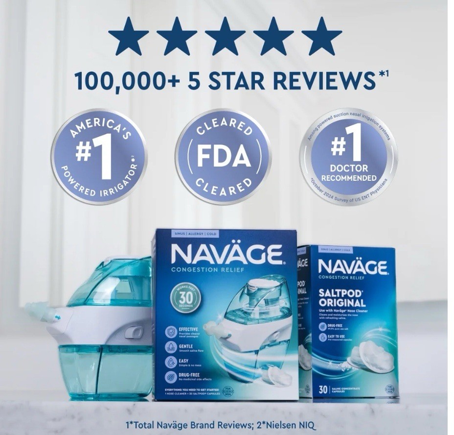 Navage Nasal Care Saline Nasal Irrigation + 30 Salt Pods Bonus Pack ...