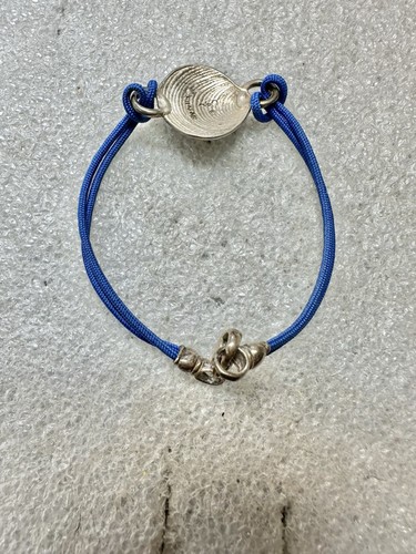 6.5” Sterling Silver SEASHELL .925 Charm On Blue Cord Bracelet | eBay