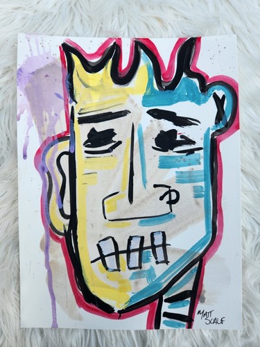 Matt Scalf Abstract Face Graffiti Outsider Art Portrait 9x12 ORIGINAL ...