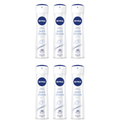 6pz Nivea Pure Invisible deodorante spray 48h protezione 150ml | eBay