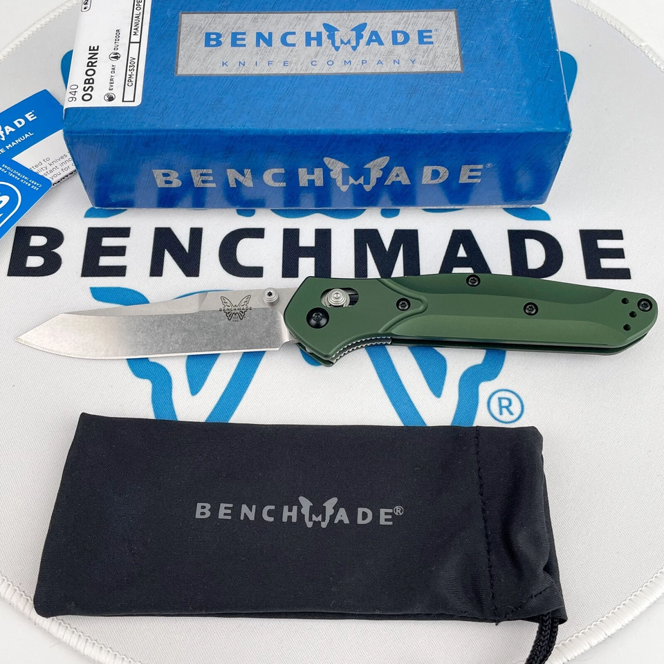 Benchmade 940 Osborne CPM-S30V Blade Green Handle AXIS Lock Folding ...