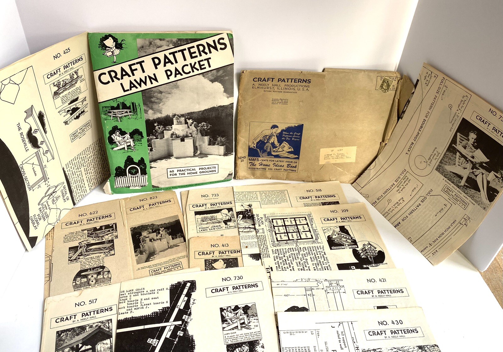 Craft Patterns Lot Of 12 Lawn chair Adirondack, Bird House, Furniture ...