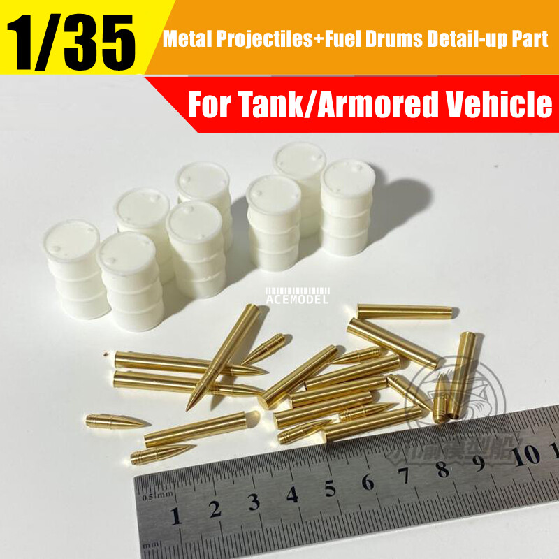 1/35 Tank/Armored Vehicles 128mm Metal Shells w/Fuel Drums Detail-up ...
