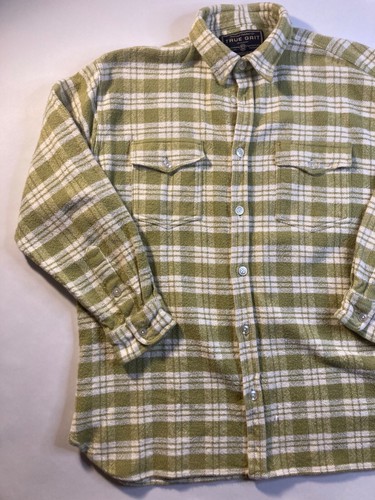 Heavyweight True Grit Flannel 100% Cotton Key Lime Green / White Size L ...