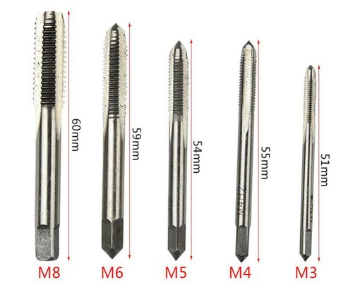 5Pcs HSS M3 M4 M5 M6 M8 Straight Fluted Screw Thread Metric Hand Tap ...