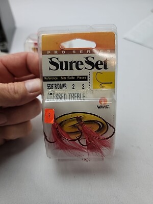 NEW VMC Pro Series Sure Set (5536TR/DT/WR) 2 x Dressed Red Treble Hooks ...