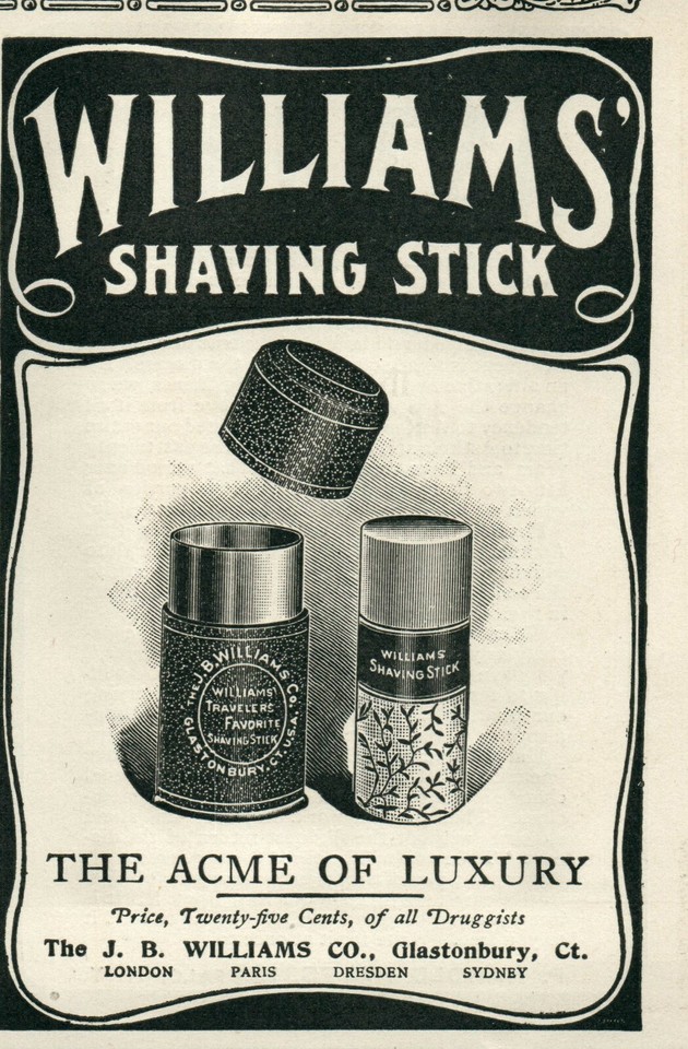 1902 William's Luxury SHAVING STICK Barber Shop Original Vintage Print ...