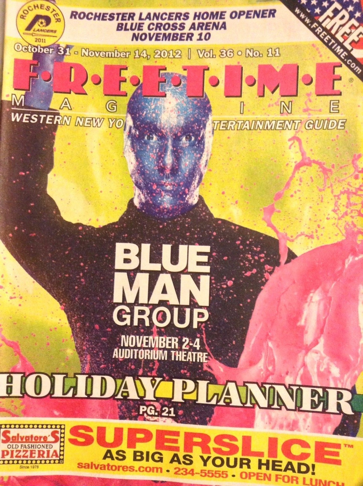 Freetime Magazine Blue Man Group November 14, 2012 121617nonrh | eBay