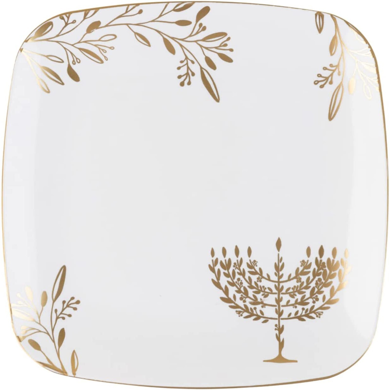 10 in Square Plastic Plates Heavy Duty Hanukkah Dinner Plates White ...