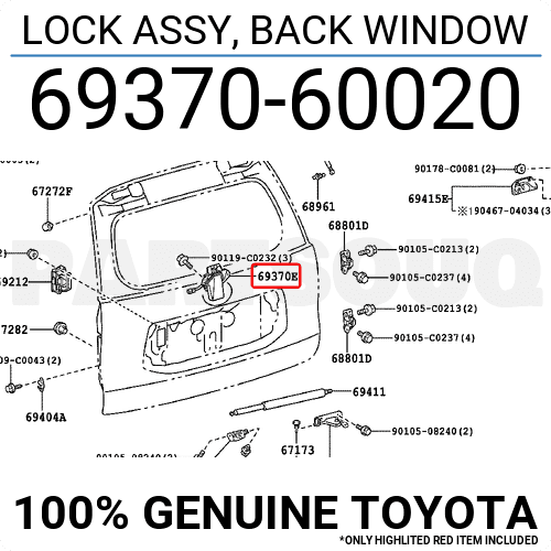6937060020 Genuine Toyota LOCK ASSY, BACK WINDOW 69370-60020 | eBay