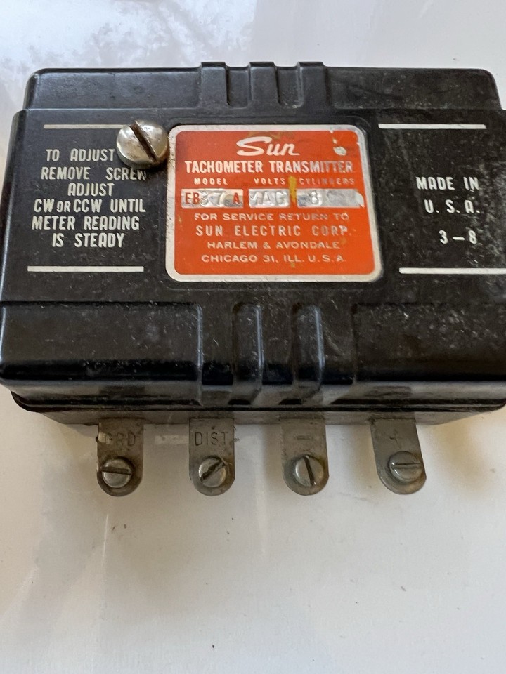 VINTAGE SUN TACHOMETER TRANSMITTER MODEL EB-7A 12 VOLTS 6 CYLINDERS | eBay
