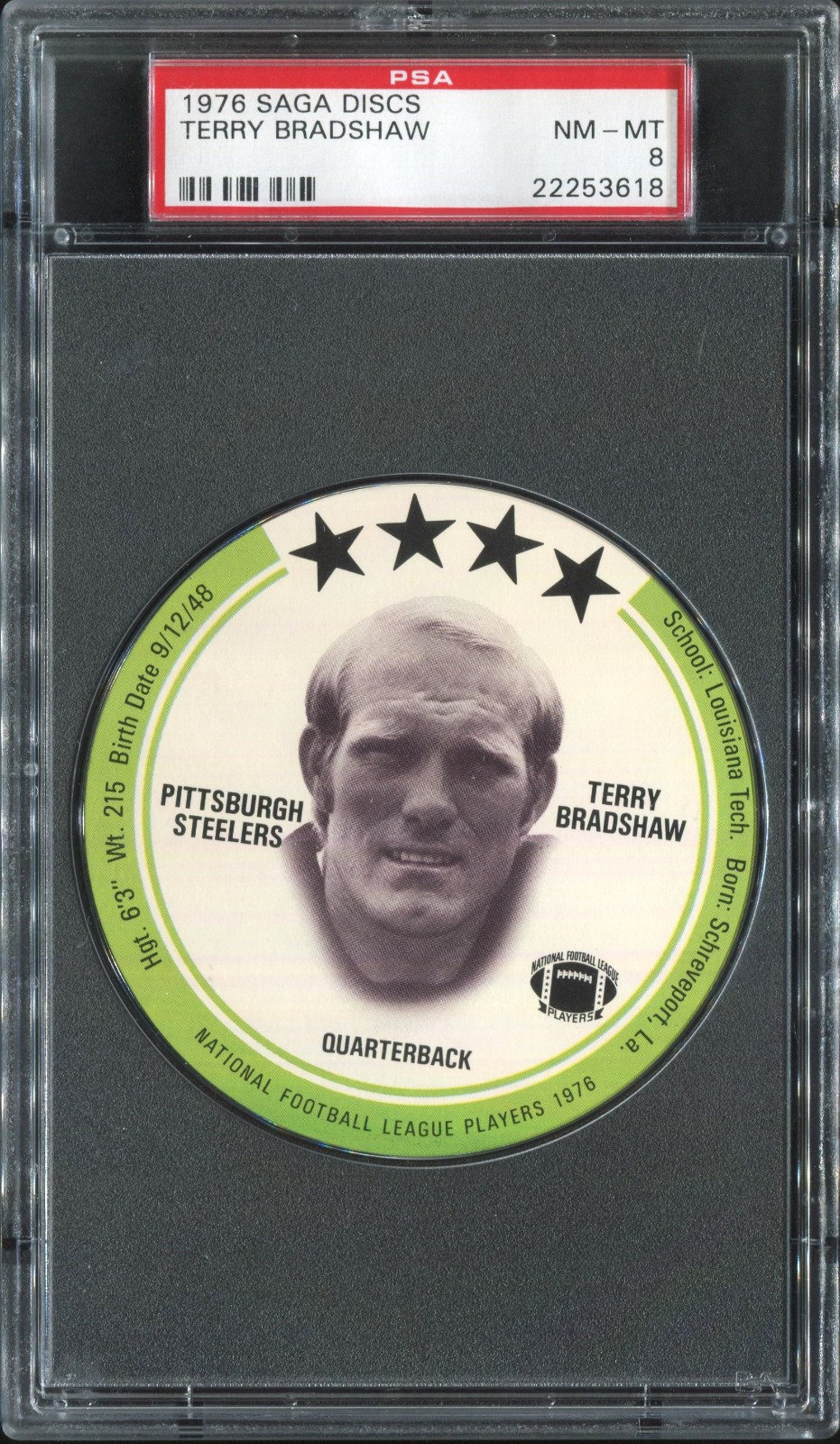TERRY BRADSHAW 🔹 1976 SAGA Discs PSA 8 🔹 Steelers - HOF RARE | eBay
