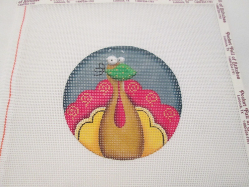 TURKEY W/ A MASK-REBECCA-HANDPAINTED NEEDLEPOINT CANVAS | eBay