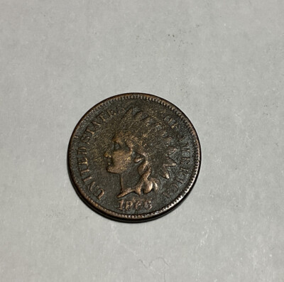 1866 Indian Head Cent - Porous Surfaces - US 1c Penny Coin - VF Details ...