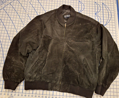 Vintage Black Bomber Jacket Duncan Row 100% Leather Suede Size XL | eBay