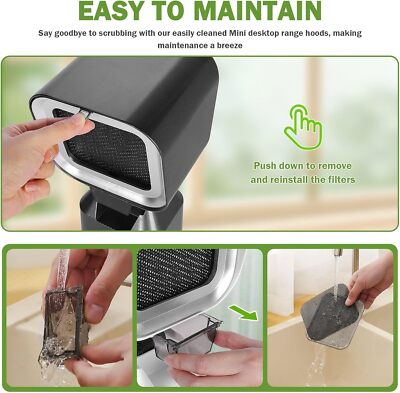Kitchen Fan Extractor Desktop Range Hood, 2 Speed Portable Kitchen ...