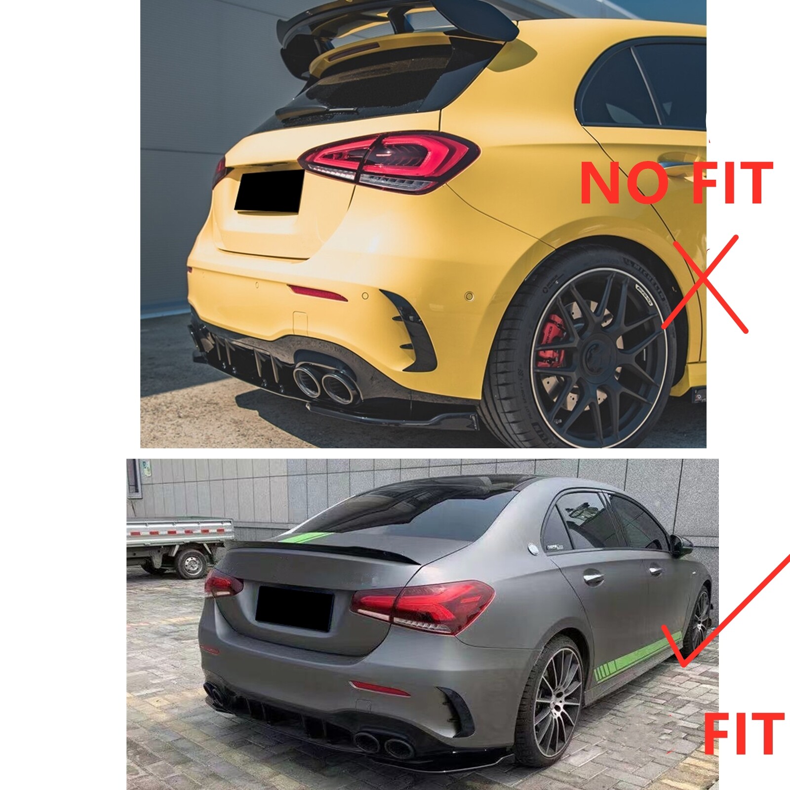 Rear Bumper Side Spoiler Cover Kit For Mercedes Benz A-class W177 2019 ...