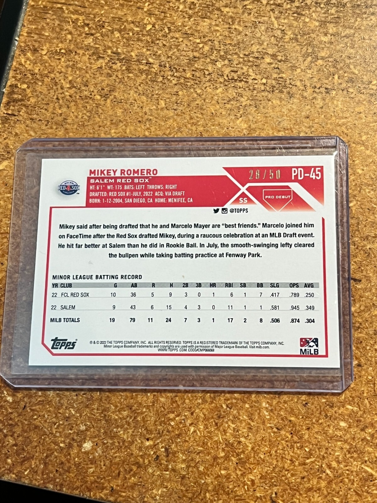 2023 Topps Pro Debut Gold Foil # PDC-45 Mikey Romero 28/50 | eBay